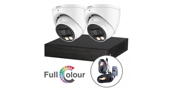 QVIS Dahua Kit - 2x Dahua 2MP Full-Colour HDCVI Turret Cameras with 8 Channel 1TB DVR