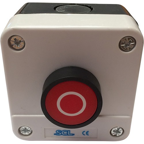 Red Pushbutton with 1 NC Contact - Grey Enclosure - IP65