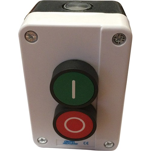 Green and Red Push Button - 1NO & 1NC Contact - Grey Enclosure - IP65